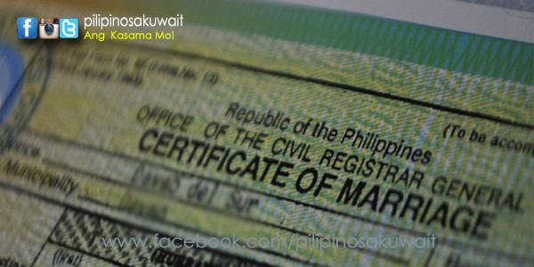 Requirements for Solemnization of Marriages between Filipinos in Kuwait ...
