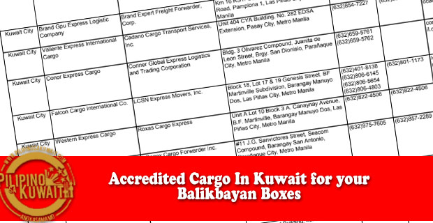 Kuwait : ACCREDITED SEA FREIGHT FORWARDERS FOR BALIKBAYAN BOX UPDATED ...