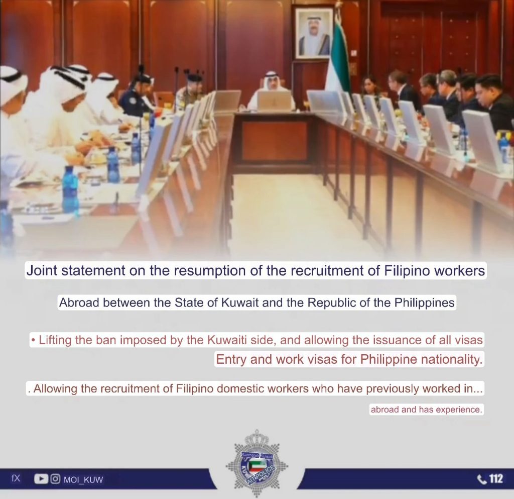 Deployment Ban Lifted! Resumption of the recruitment of Filipino ...